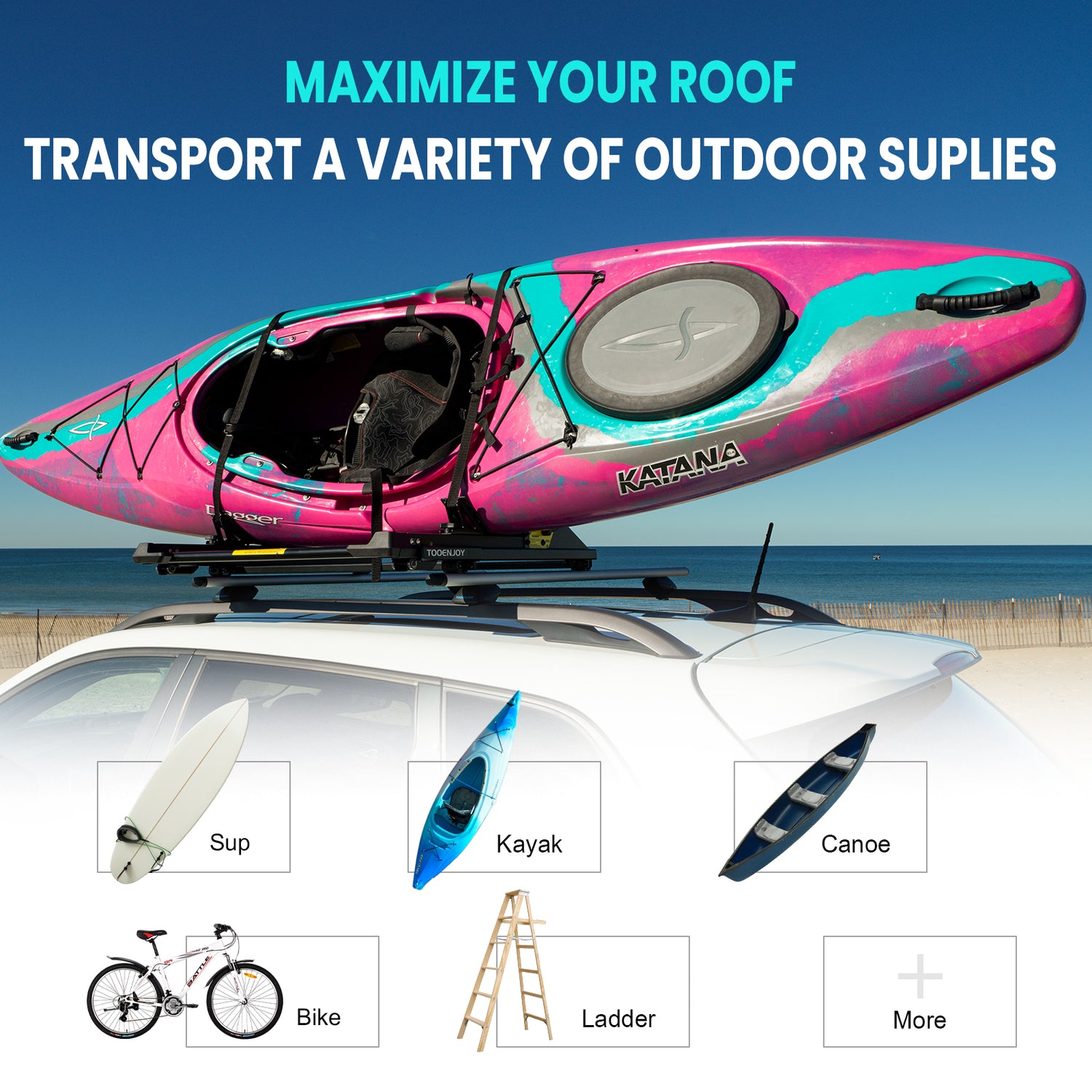 TooEnjoy Lift Assist Kayak Rack - 100lbs